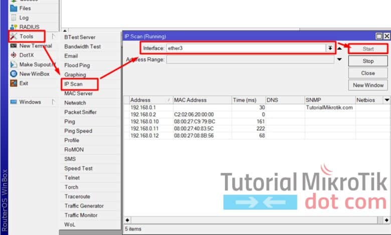Cara Menggunakan Tool IP Scan Mikrotik - Tutorial Mikrotik Indonesia